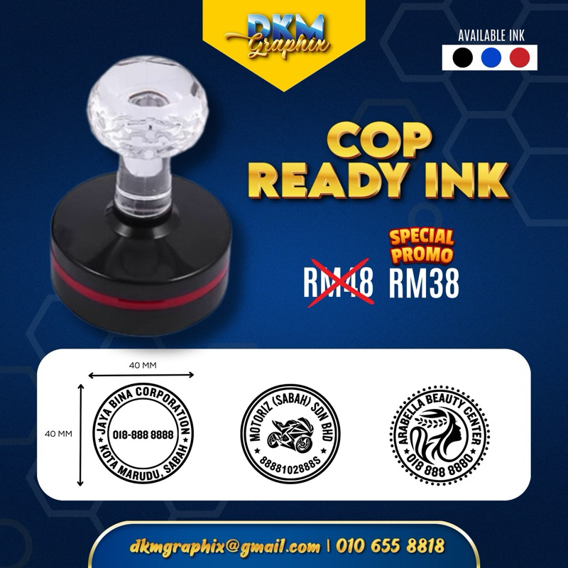 Cop bulat Ready Ink | Self Ink | Flash Stamp | Shopee Malaysia