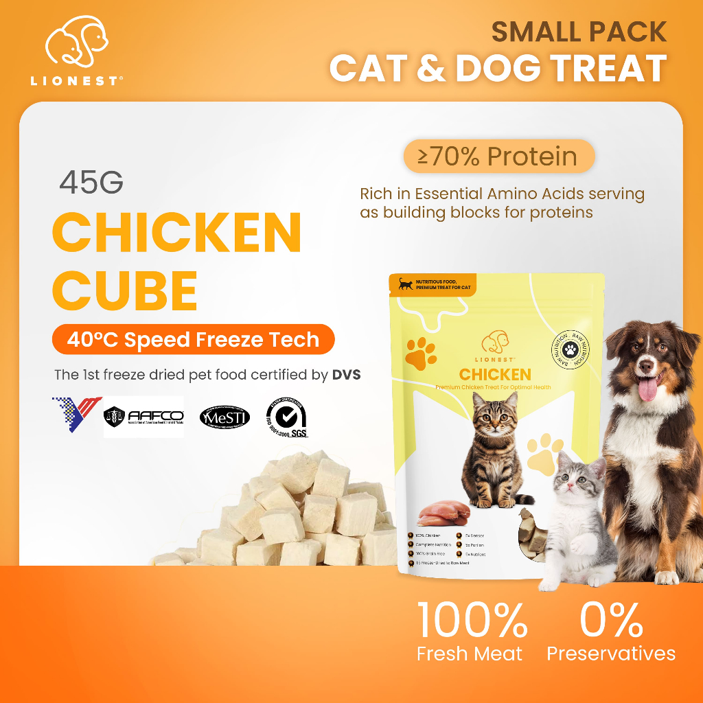LIONEST PETS Chicken Cube (Snack Pack 45g) Premium Freeze-Dried Pet ...