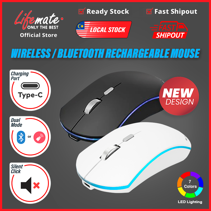 [Ready Stock] Rechargeable Computer Tablet Mouse - Type C Port & LED ...