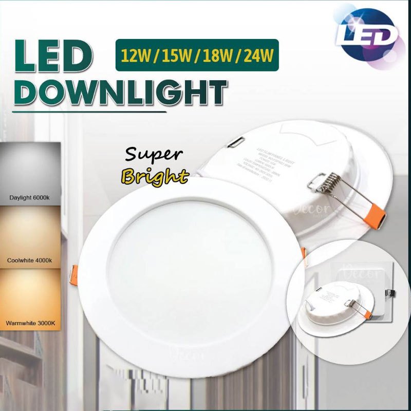 LED Downlight Premium 6W/12W/18W/ 3-color light Round Lampu Downlight ...