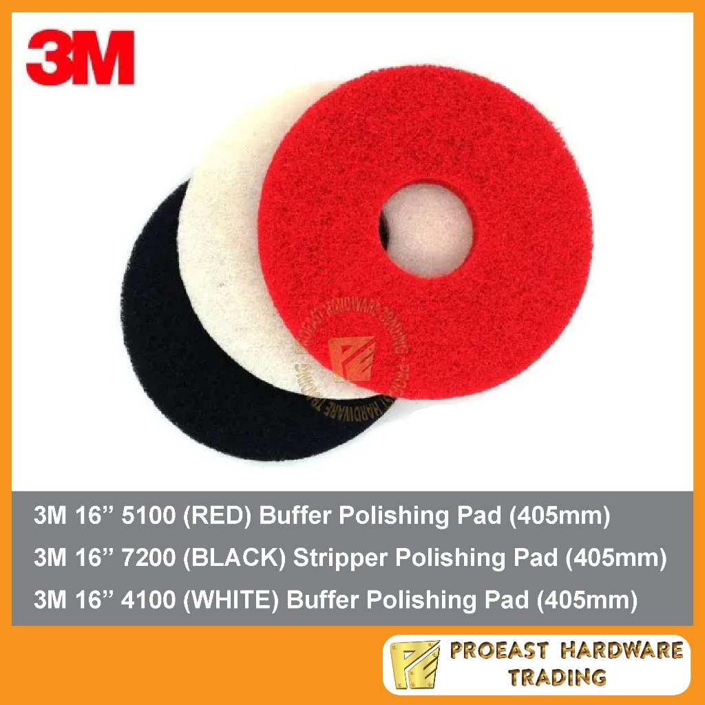 3M (RED 5100 / BLACK 7200 / WHITE 4100) Buffer Polishing / Stripper ...