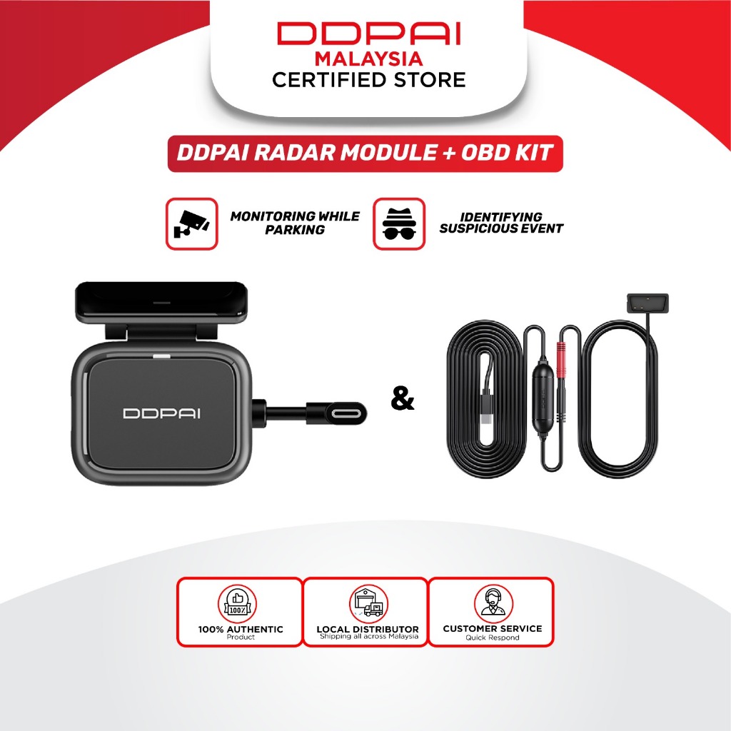 DDPAI N5 Dual Radar Module OBD Hardwire Kit 24H Parking Monitoring AI ...