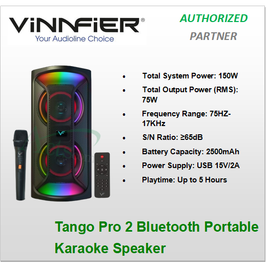 VinnFier Tango Pro 2 Bluetooth Portable Karaoke Speaker | Shopee Malaysia
