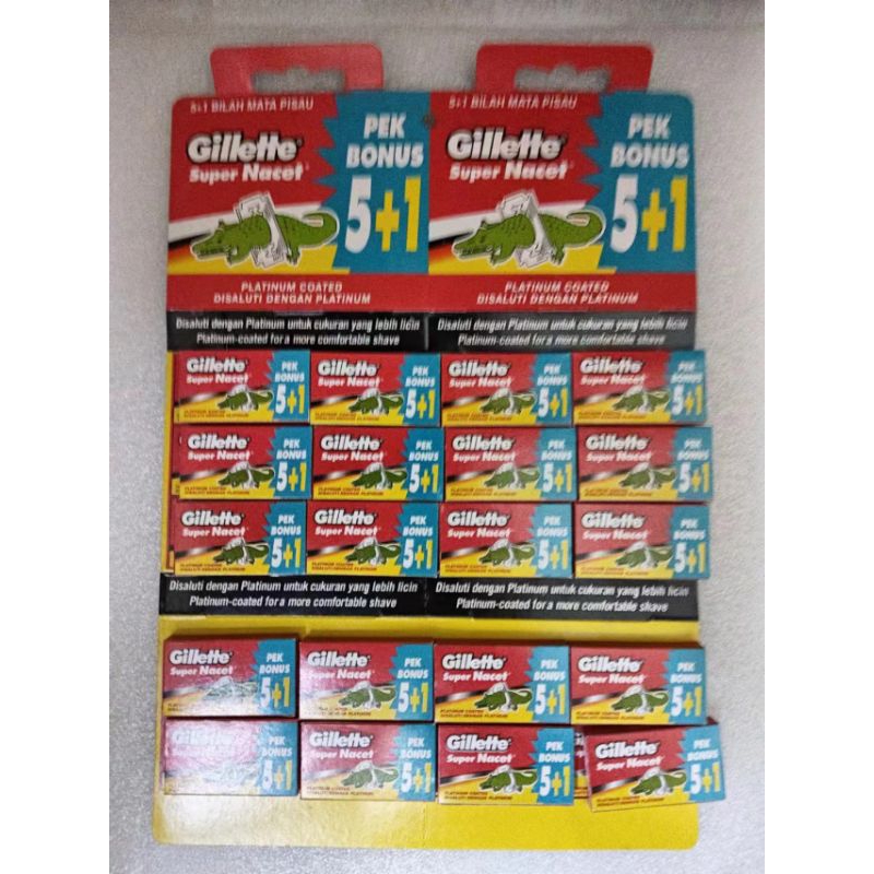 Gillette Super Nacet Platinum Coated 5+1 refill blade Original /Mata ...