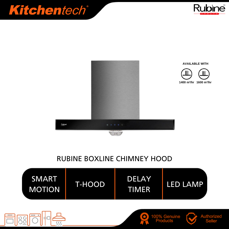 Rubine Chimney Hood RCH-BOXLINE XR-90SS 90cm1400m3/H Suction Power ...