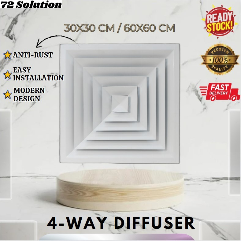 4 Way Square Diffuser With Round Damper（Aluminium 铝）4 路方形擴散器 | Shopee ...