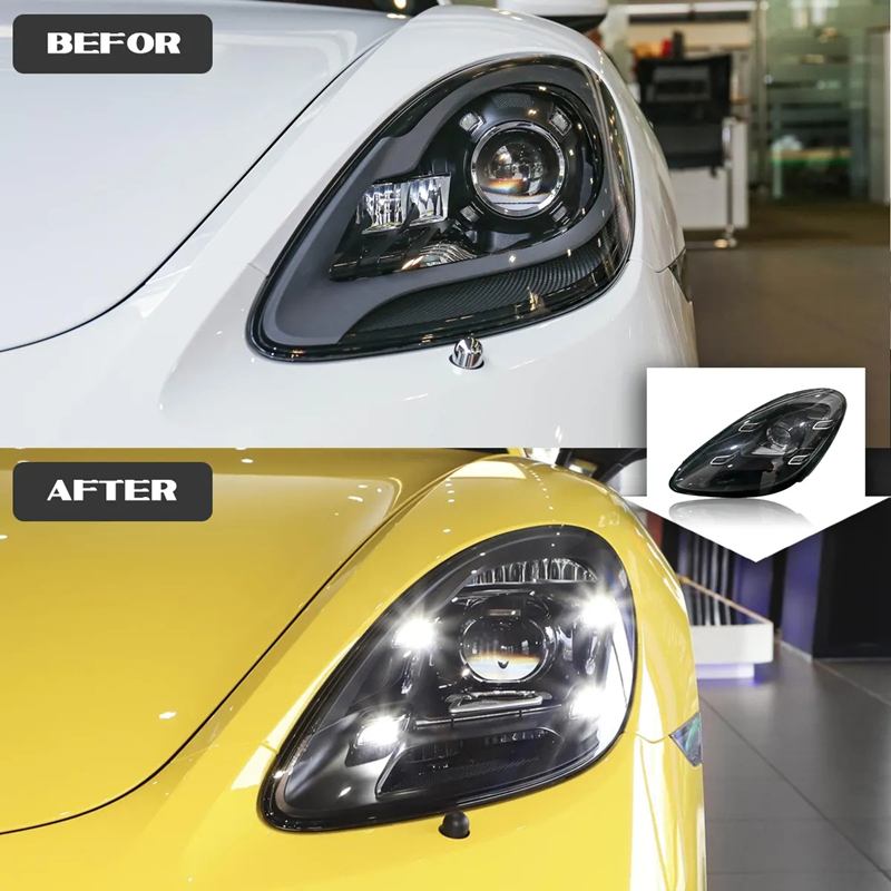 Headlight For Porsche Cayman 718 headlamp 2016-2021 convert facelift ...