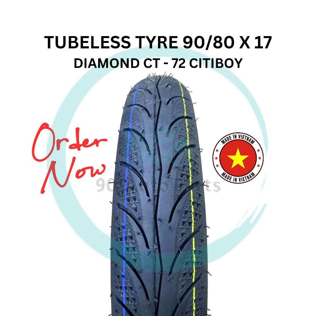CITIBOY TUBELESS TYRE MOTOR DIAMOND CT - 72 90 / 80 X 17 TUBLESS TAYAR ...
