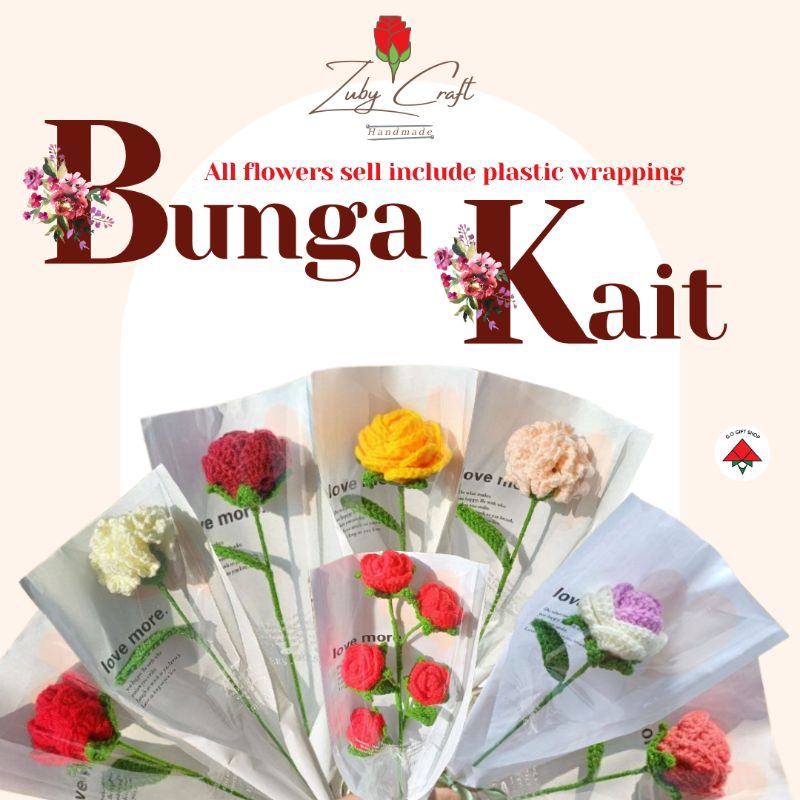 READY STOCK MOTHERS DAY Flower Crochet Knit Handmade Bunga Kait for ...