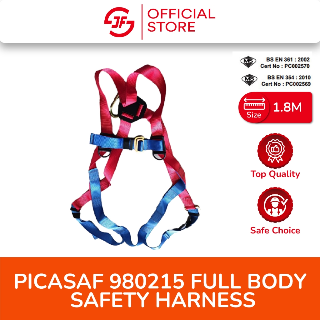 Picasaf 980215 Full Body Safety Harness c/w Double Lanyard with Shock Absorb, SIRIM | Shopee ...