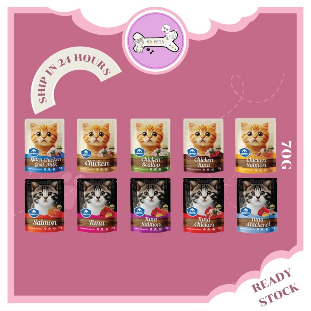 SNIFFLY Cat Pouch 70g - Cat Wet Food Grain Free Makanan Kucing Basah ...