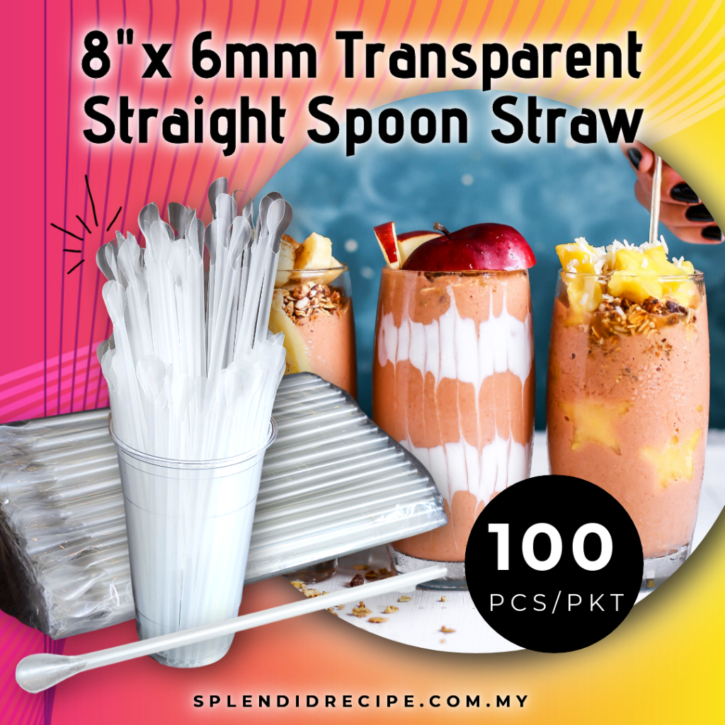 8" x 6mm Transparent Straight Spoon Straw (100 straws + -) | Shopee ...