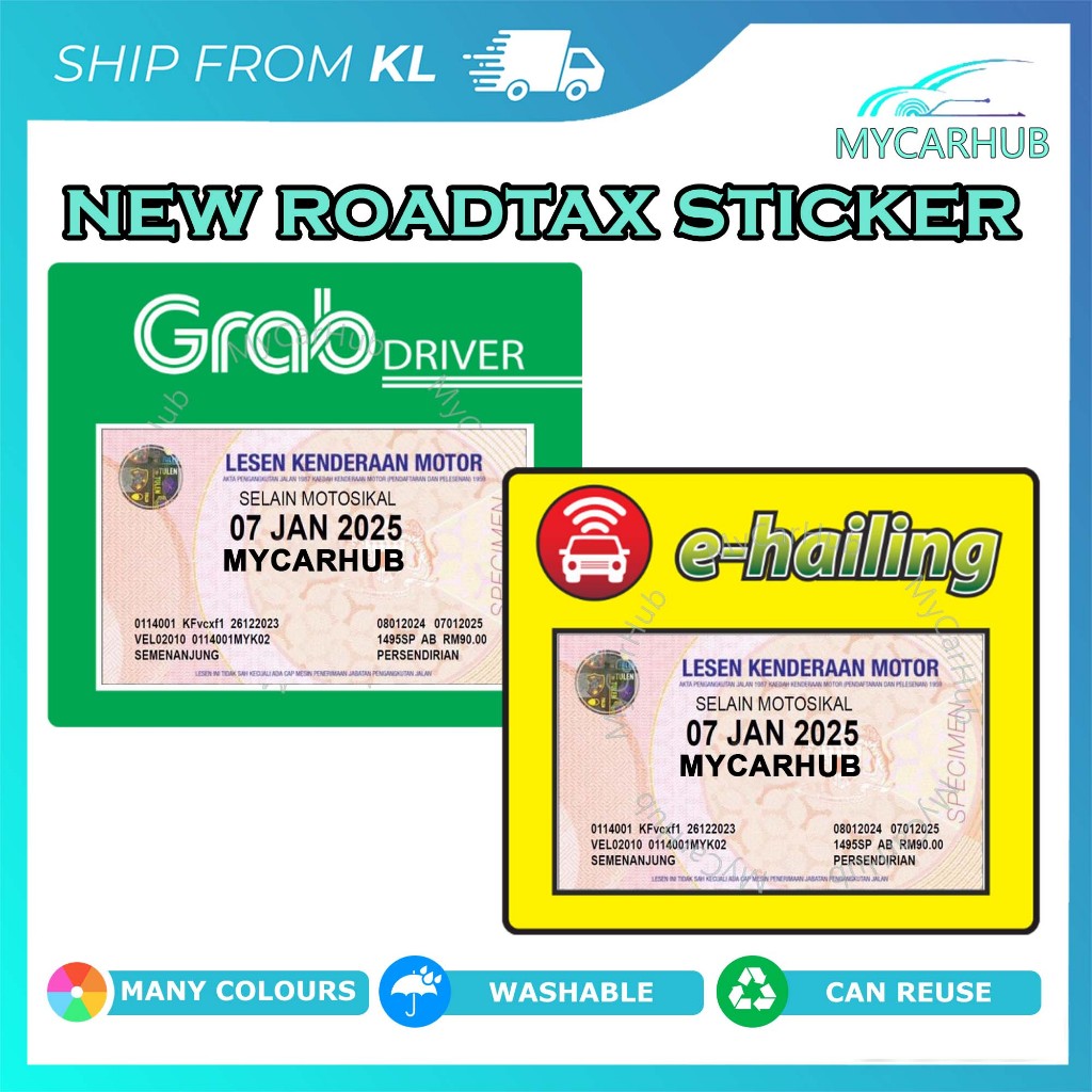 Driver E-Hailing Small Car Roadtax Sticker Car Accessories | Shopee ...