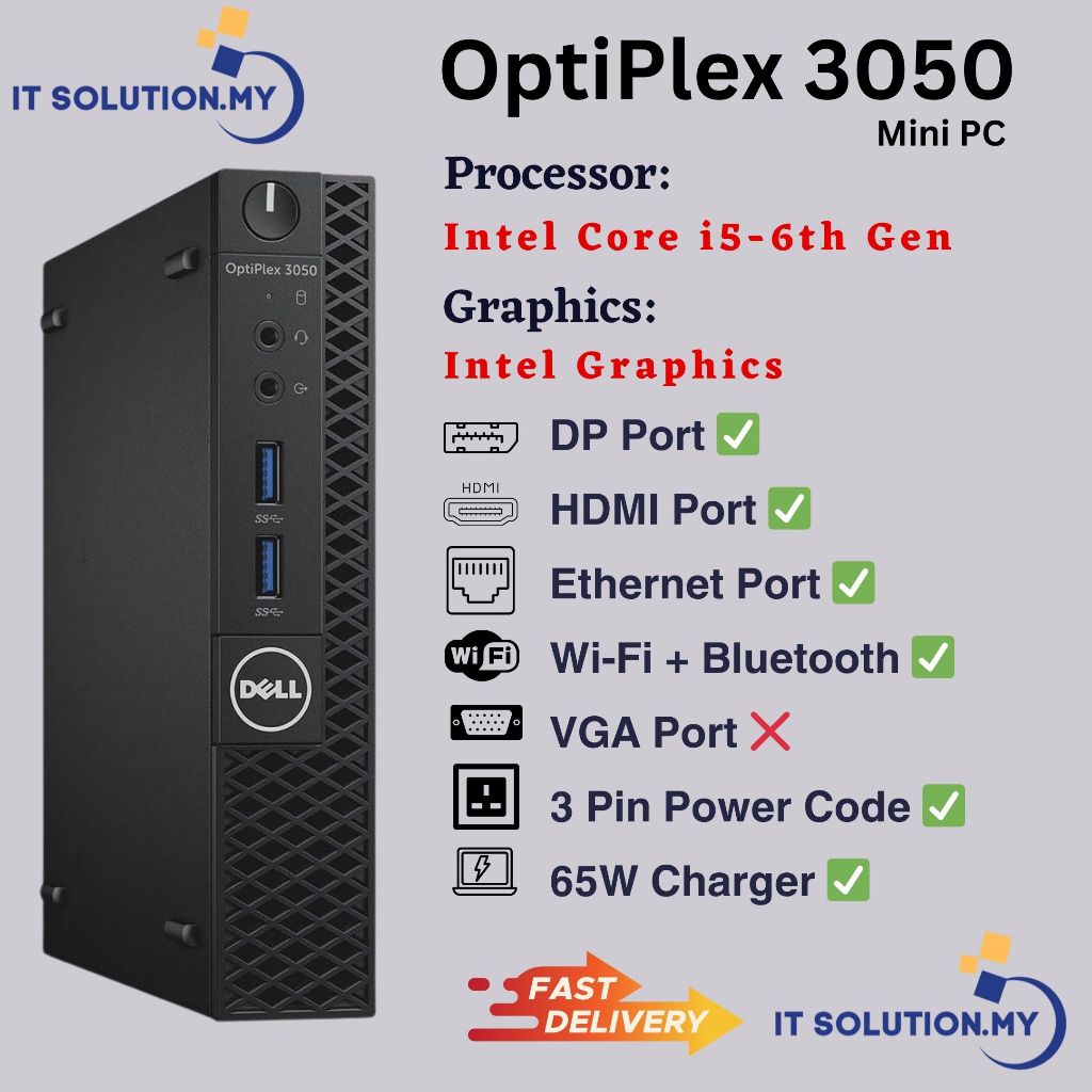 Dell OptiPlex 3050 Mini PC - Intel Core i5-6th Gen - 8GB/256GB SSD ...