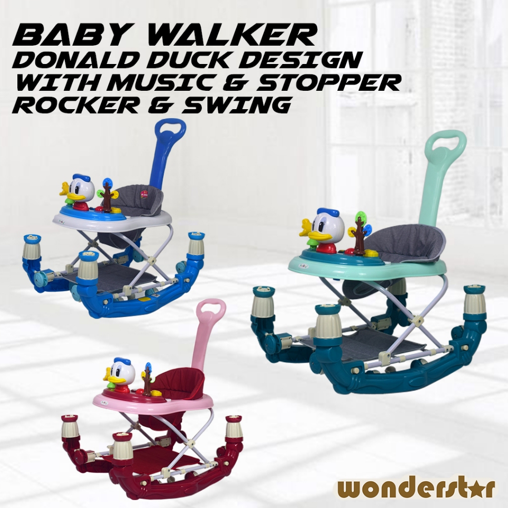 DONALD DUCK DESIGN BABY WALKER WITH ROCKER & SWING 6-12 MONTHS | Shopee ...