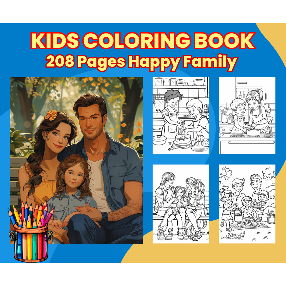 [PDF] 208 Pages Coloring Book Happy Family - Colouring Book For Kids ...