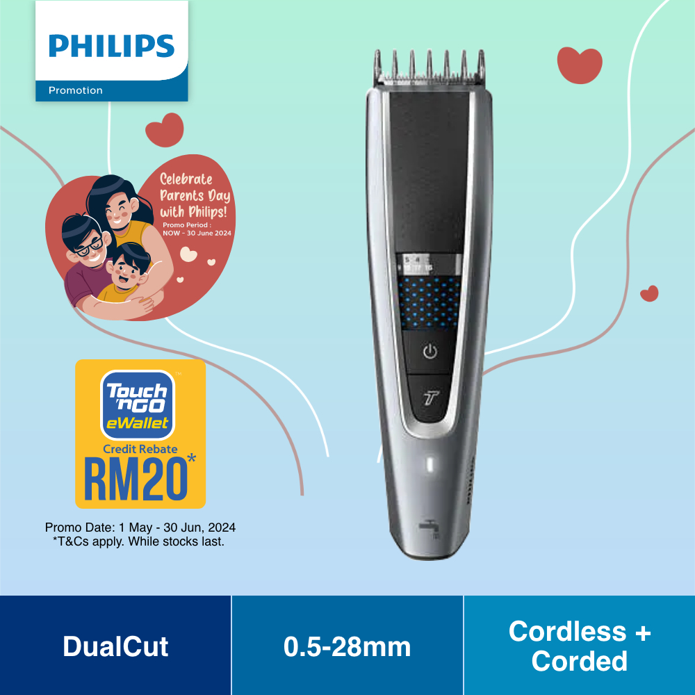 Philips 5000 Series Washable Hairclipper with Accessories and Pouch ...