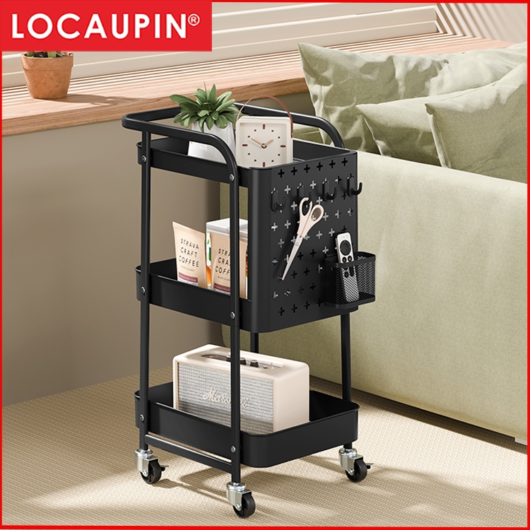 Locaupin Metal 3 Tier Trolley Storage Racks Office Shelves Book ...