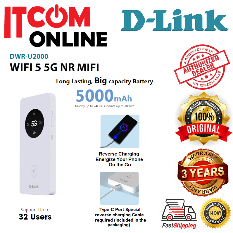 D-LINK 5G LTE DUALBAND GIGABIT 5000mAh PORTABLE MODEM ROUTER (DWR-U2000 ...