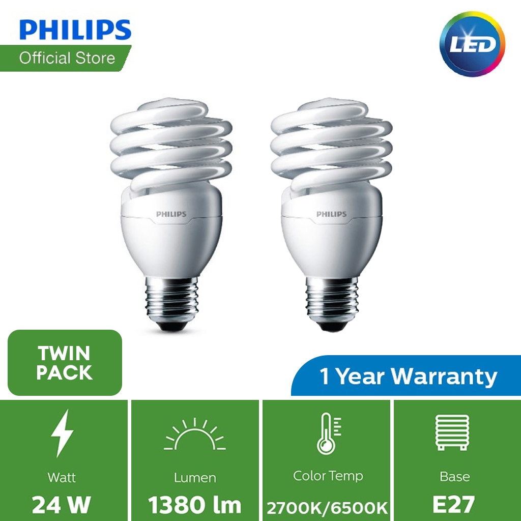 [Twin Pack] Philips Tornado Bulb E27 (24W 6500K) | Shopee Malaysia