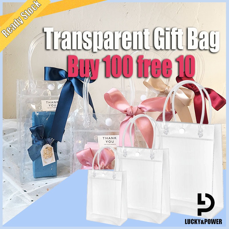 Buy 100 Free 10 Transparent Goodies Bag Shopping Bag Gift Bag Plastic ...