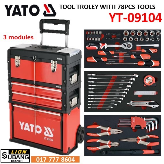 YATO YT-09104 - Modular tool trolley with 78pcs tools | Shopee Malaysia