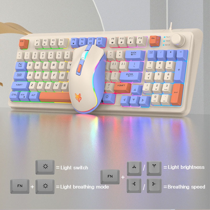 [Local Stock]RGB Wired Keyboard 94 Keys with Volume Knob Gaming ...