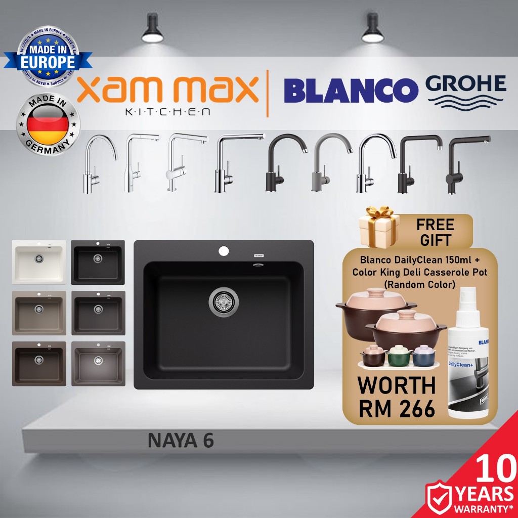 BLANCO NAYA 6 SILGRANIT KITCHEN SINK SINKI DAPUR WITH WASTE | PACKAGE ...