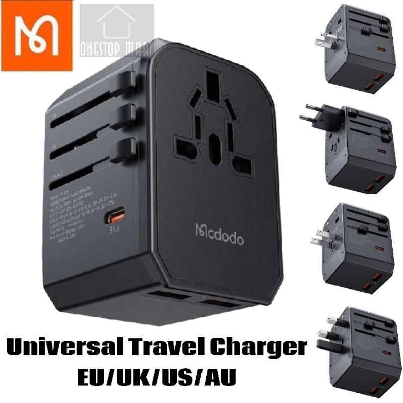 MCDODO UNIVERSAL TRAVEL ADAPTER 33W 20W PD TRAVEL CHARGER ADAPTOR FAST ...
