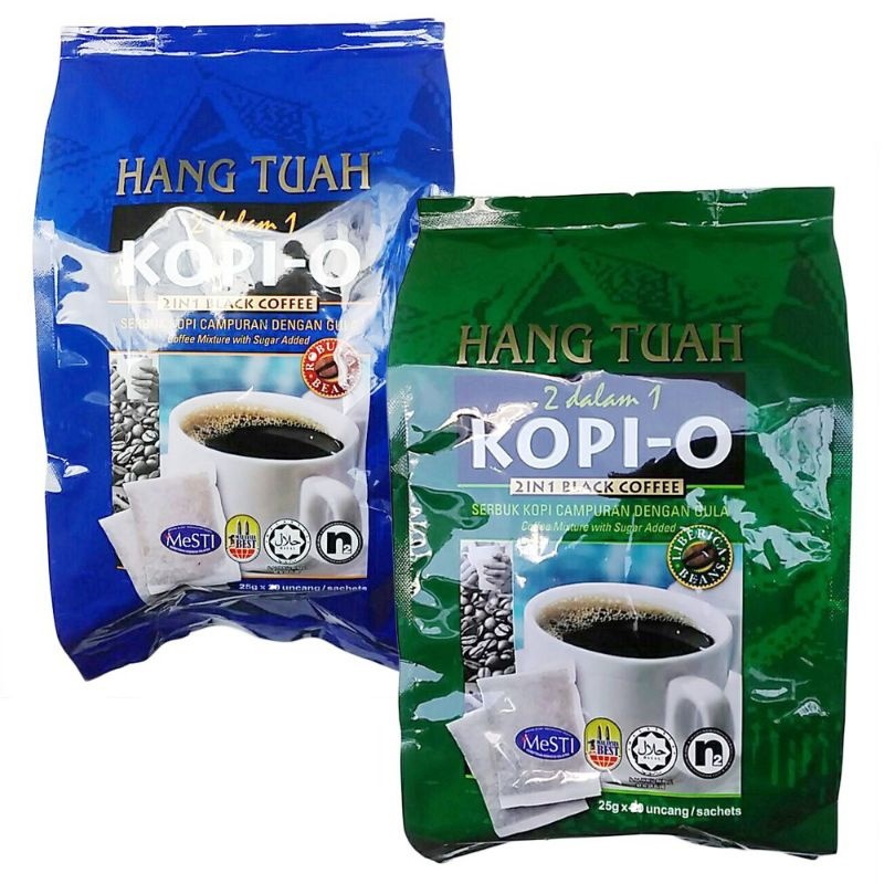 Hang Tuah 2 in 1 Kopi O 16 sachet Blue Biru Green Hijau Biru Coffee EXP2025 | Shopee Malaysia