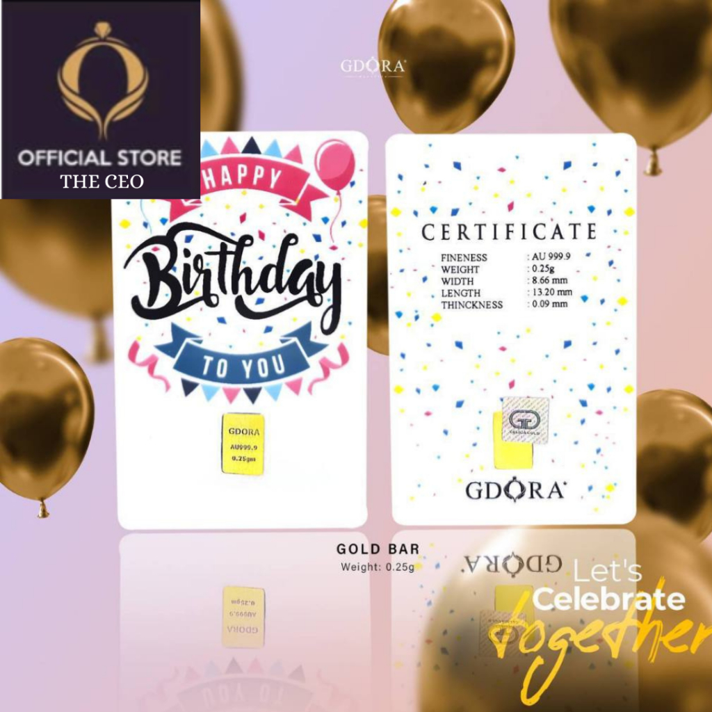 GDORA Gold Bar Happy Birthday White (0.25gram) | Shopee Malaysia