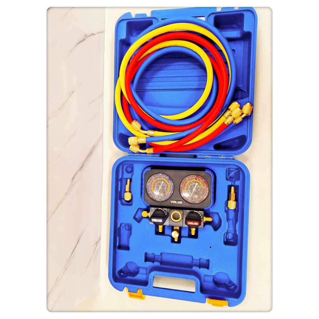 AIRCOND NEW ( VALUE FULL SET MANIFOLD GAUGE )HOSE GAS METER R32 R410A ...