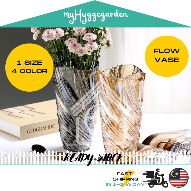 [24CM] Transparent Flow Shape Home Office Display Deco Flower Glass ...