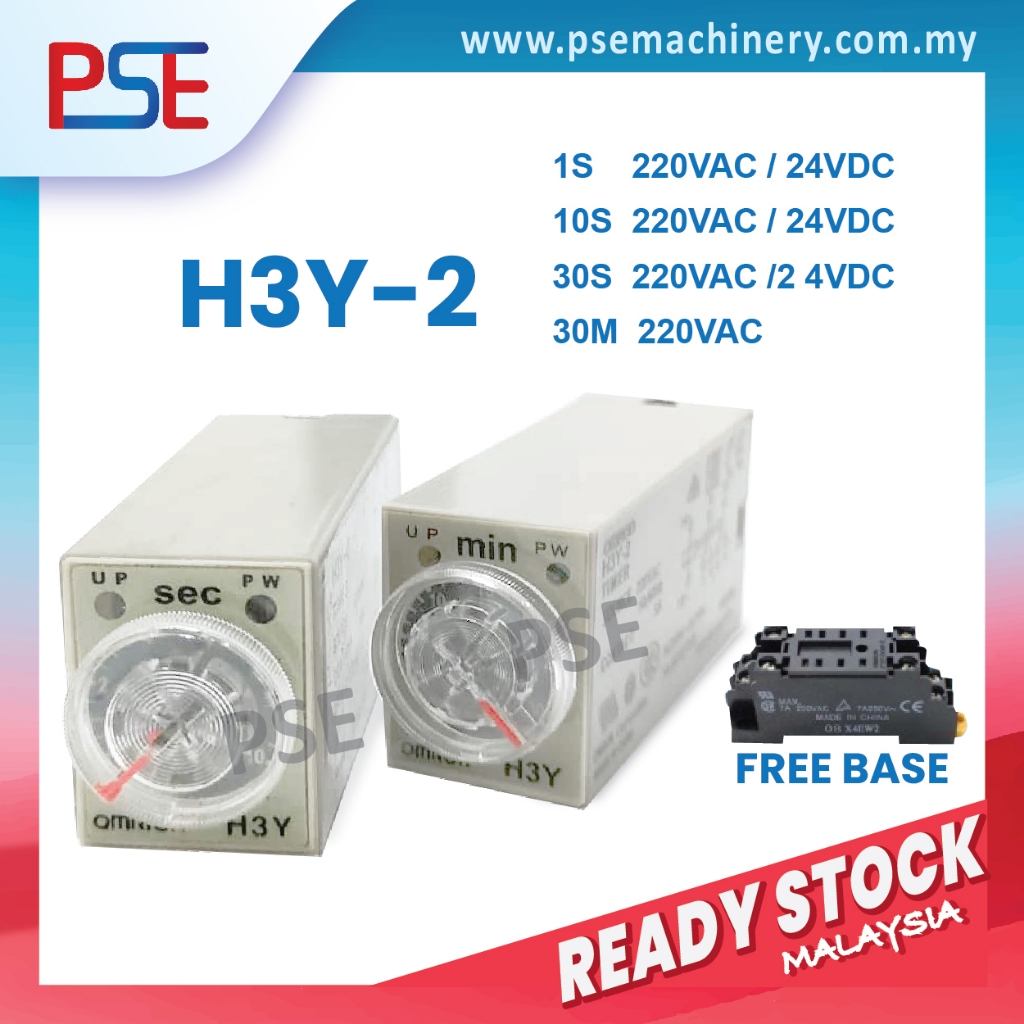 Omron Delay Timer H3Y-2 DC24V AC220V 1s 10s 30s 30m Timer With Base | Shopee Malaysia