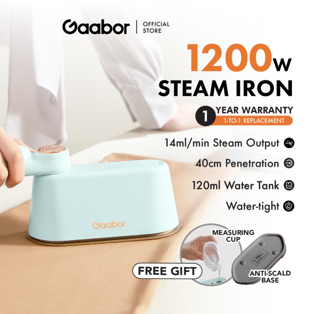 Gaabor 1200W High Power Fast Electric Steam Iron Wet & Dry Double Over ...