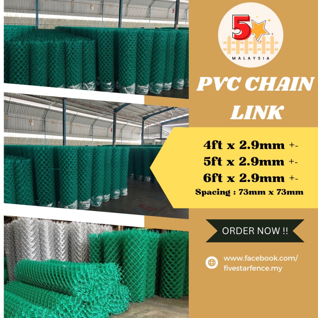 PVC Chain Link 4feet and 5feet Pagar Hijau Chain Link 4kaki dan 5kaki ...