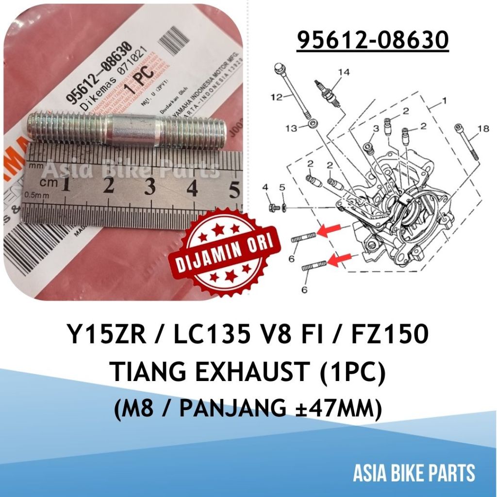 Yamaha Original Y15ZR / LC135 V8 FI / FZ150 Exhaust Stud Bolt / Tiang ...