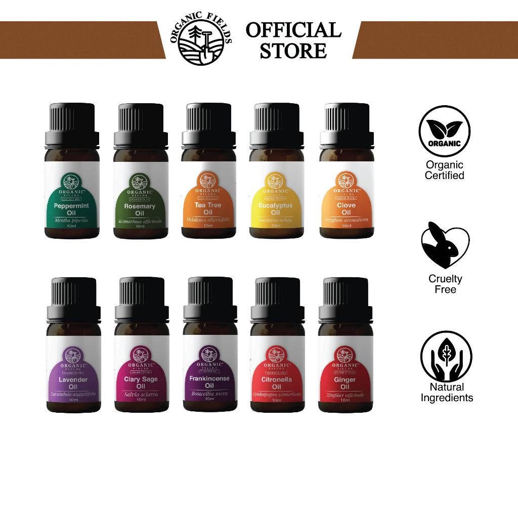 ORGANIC FIELDS 100% Pure And Organic Essential Oil Aromatherapy (10ml ...