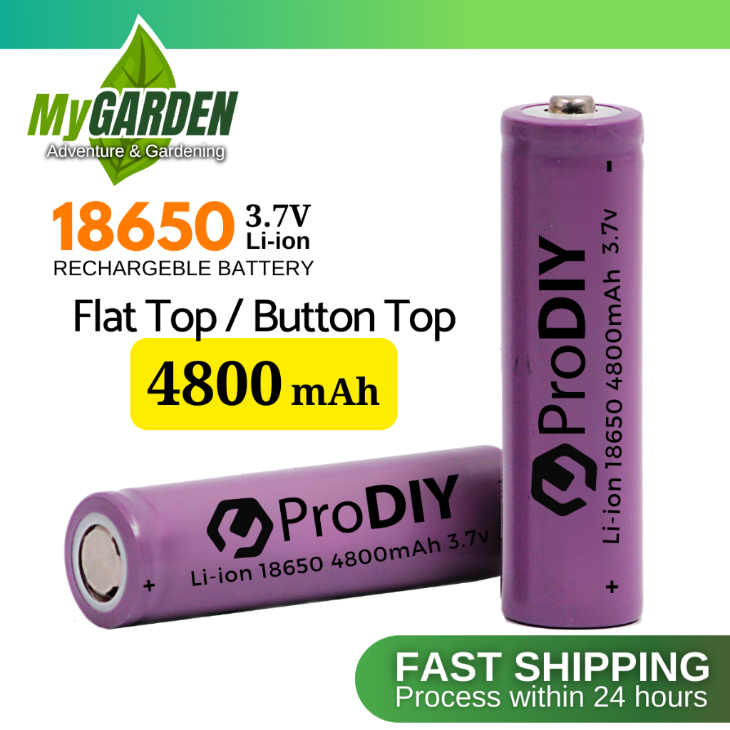 Bateri Boleh Cas Semula PRODIY 18650 3.7V Flat Top / Button Top ...