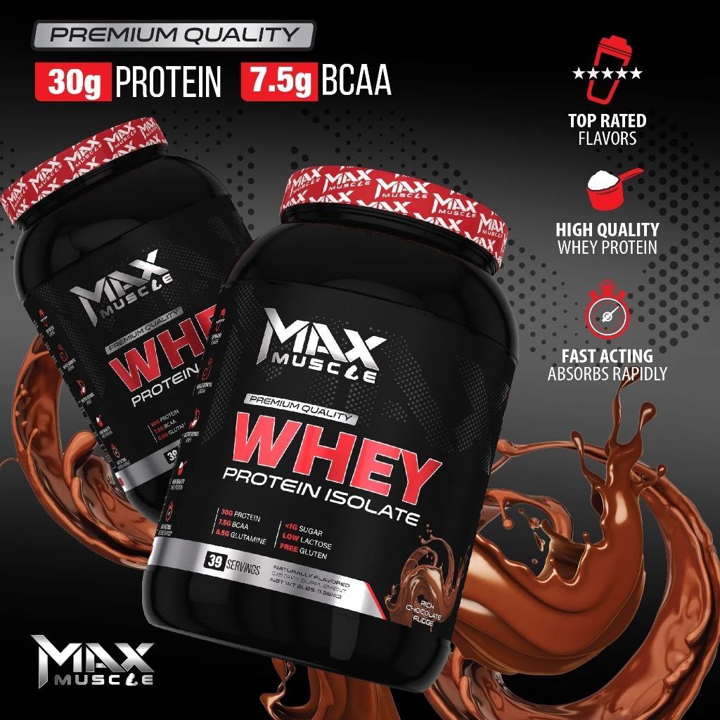 Muscle Max MX Whey Protein Isolate Premium Quality 30g Protein, 39 ...