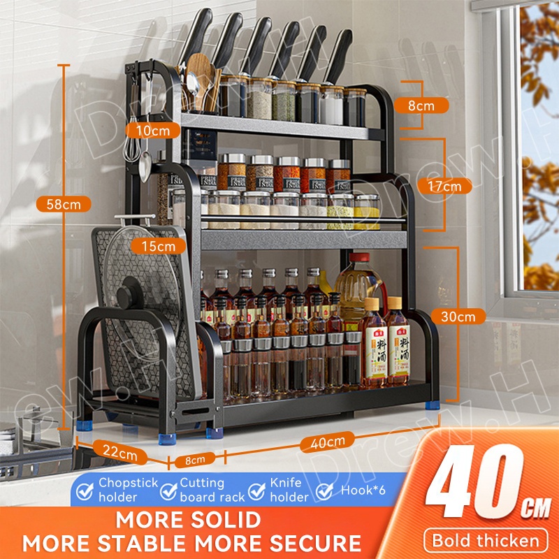 Kitchen Spice Rack Kitchen Rak Dapur Rak Rempah Stainless Steel ...