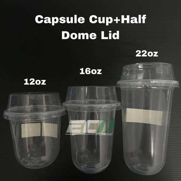 🔥50pcs🔥Capsule Cup + Half Dome Lid 1 set Viral Boba Cup Thailand Cup ...