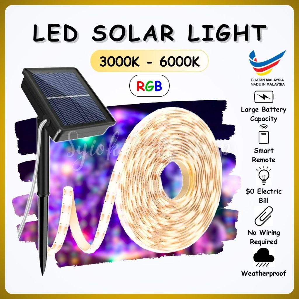 Solar Strip Light Lampu Solar Outdoor Waterproof Lighting Strip Light ...