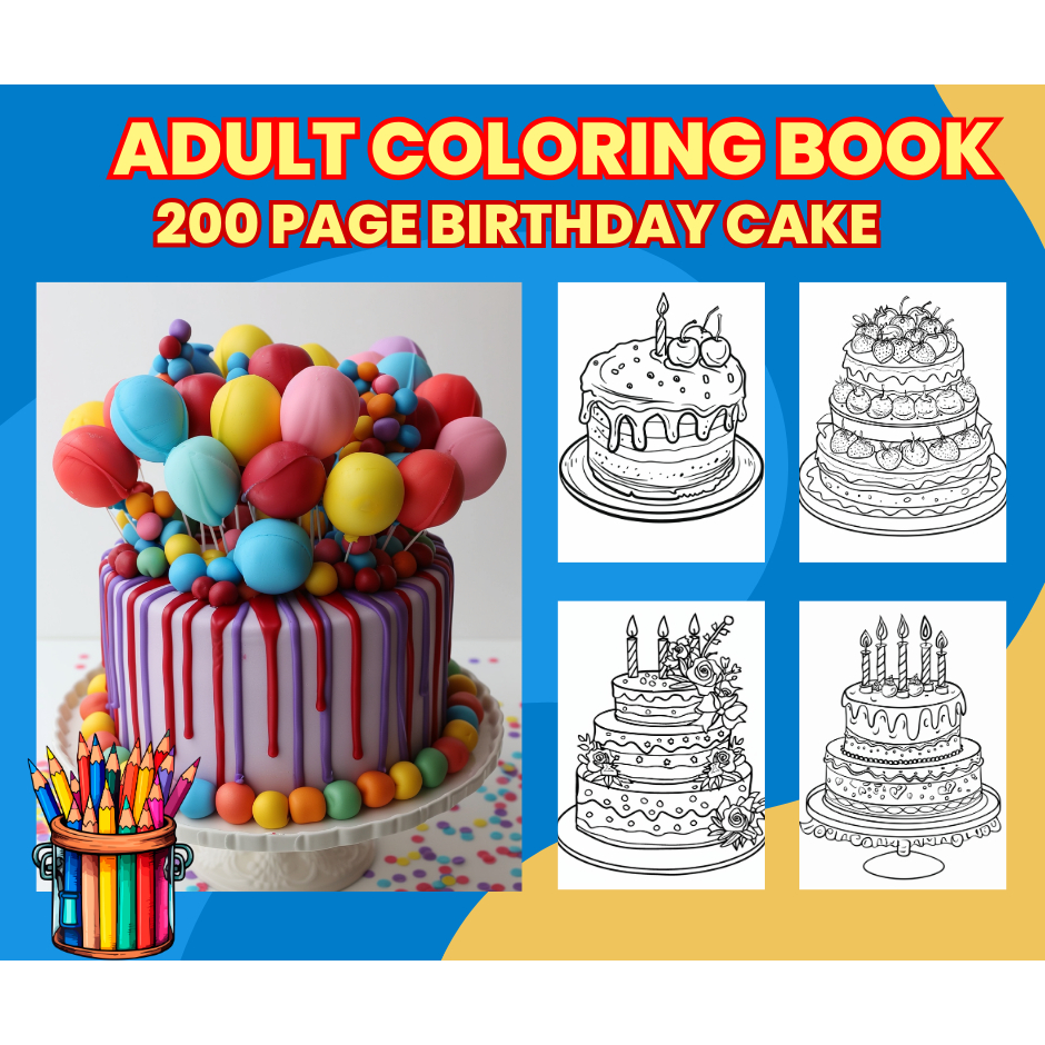 [PDF] 200 PAGES COLOURING PAGE BIRTHDAY CAKE - Coloring Book For Adult ...