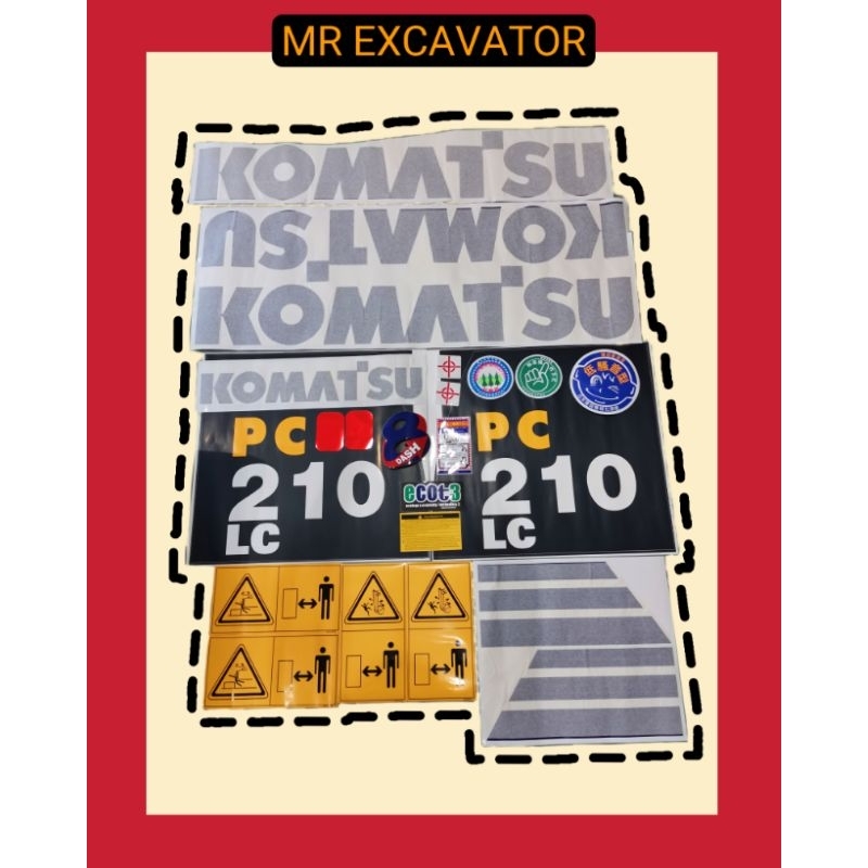 Komatsu PC PC210 PC210-8 Excavator Sticker Mesin Stiker 挖掘机神手贴纸 (1 Set ...