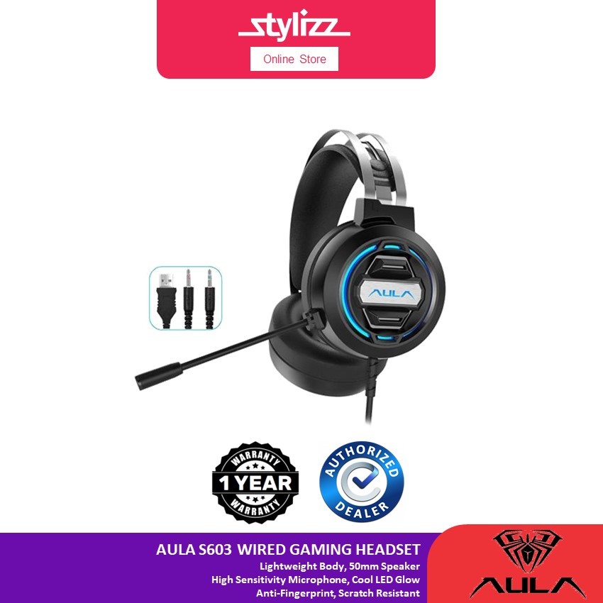 AULA S603 WIRED GAMING HEADSET - 50mm SPEAKER, HIGH SENSITIVITY ...