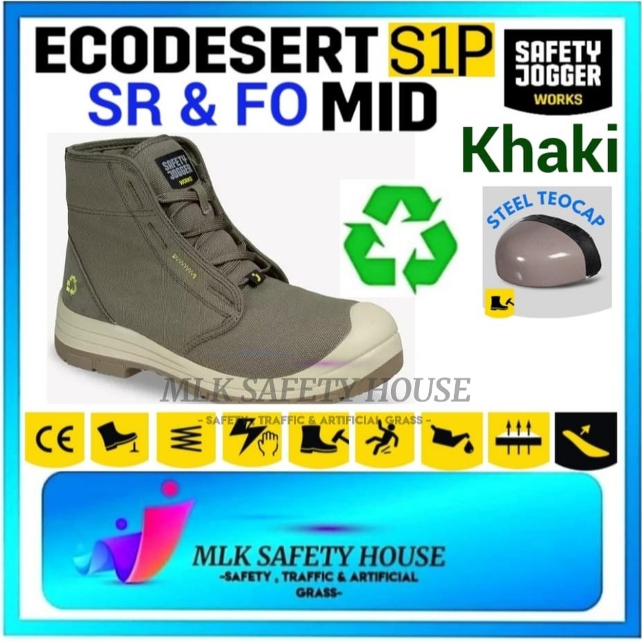 SAFETY JOGGER ECODESERT S1P { Mid-Cut } SR FO SAFTEY SHOES ( KHAKI ...