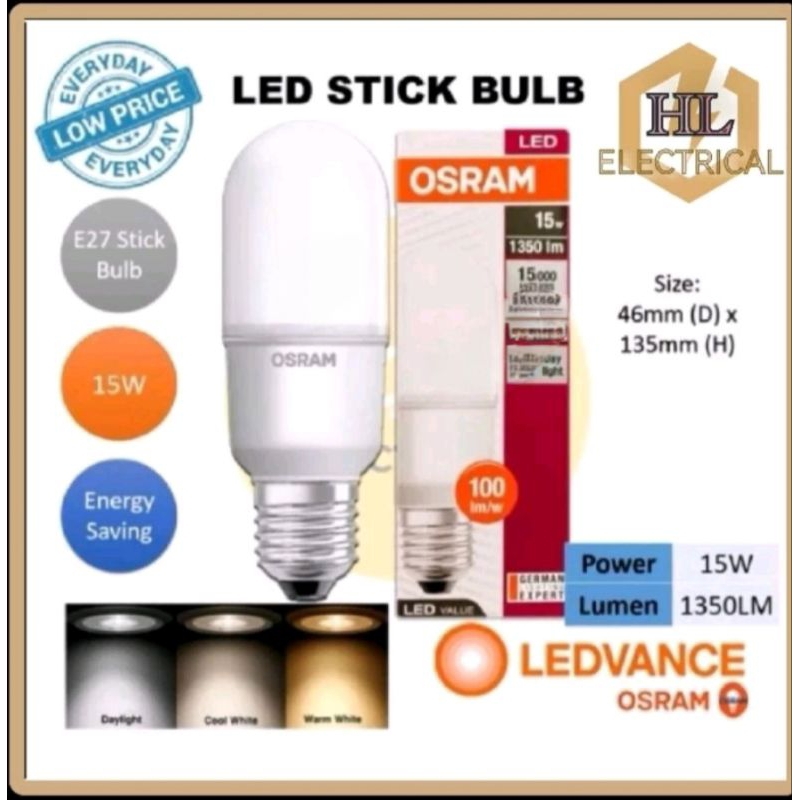 OSRAM LED STICK BULP 10W/15W E27 SIRIM !!! | Shopee Malaysia