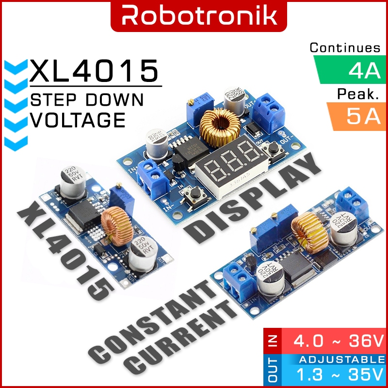DC Step Down XL4015, 5A.max Buck Converter Display Constant Current Module 4015 - 3.3V 5V 9V 12V ...