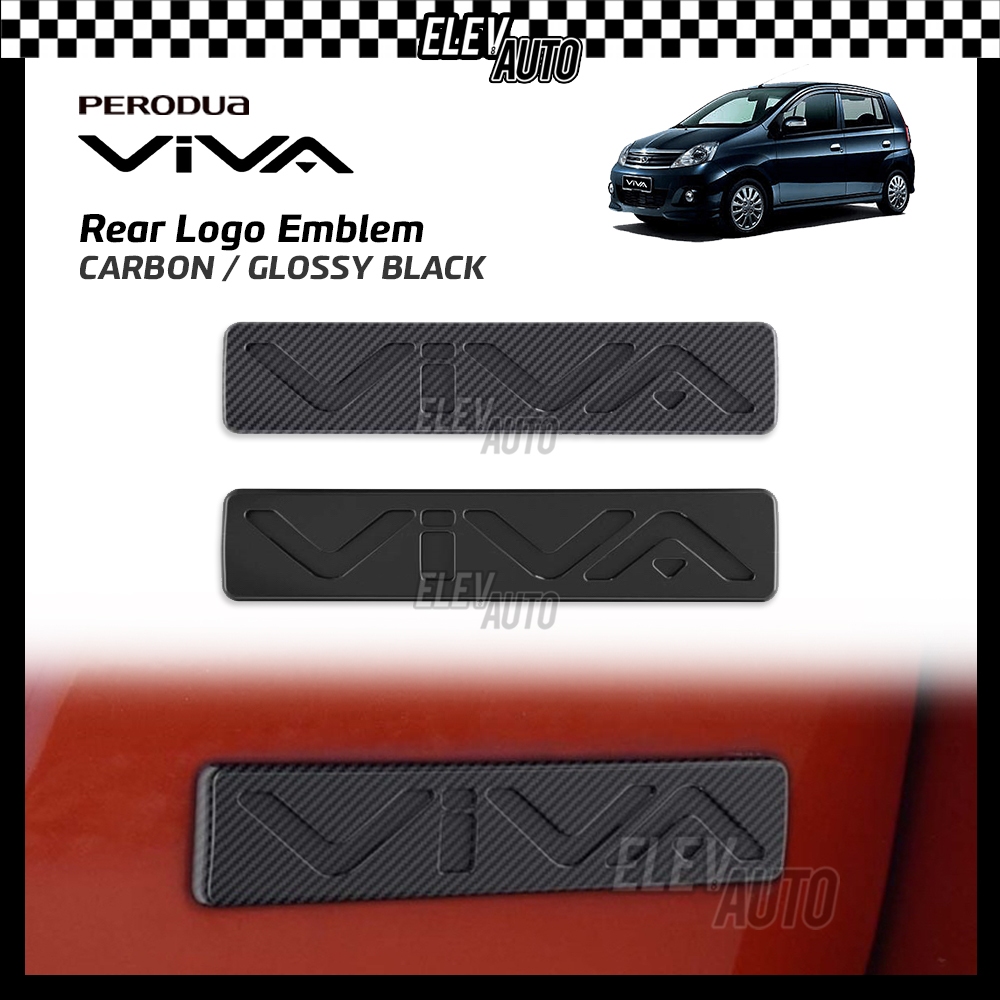 Perodua Viva Rear Logo Emblem Carbon Fiber Black Rear Viva Car Emblem ...